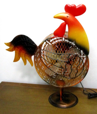 Unique! Metal Rooster / Chicken Electric Fan! Sculpture Farmhouse ...