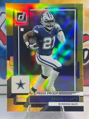 Ezekiel Elliott 2022 Panini Donruss Gold Holo Press Proof #154 Dallas ...
