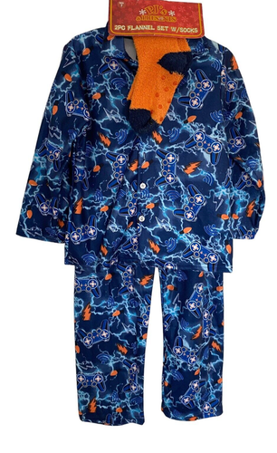 Pj's & Presents 2 Pc Video Games Gamer Blue Flannel Pajamas set w ...