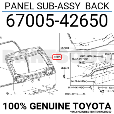 6700542650 Genuine Toyota PANEL SUB-ASSY BACK 67005-42650 | eBay