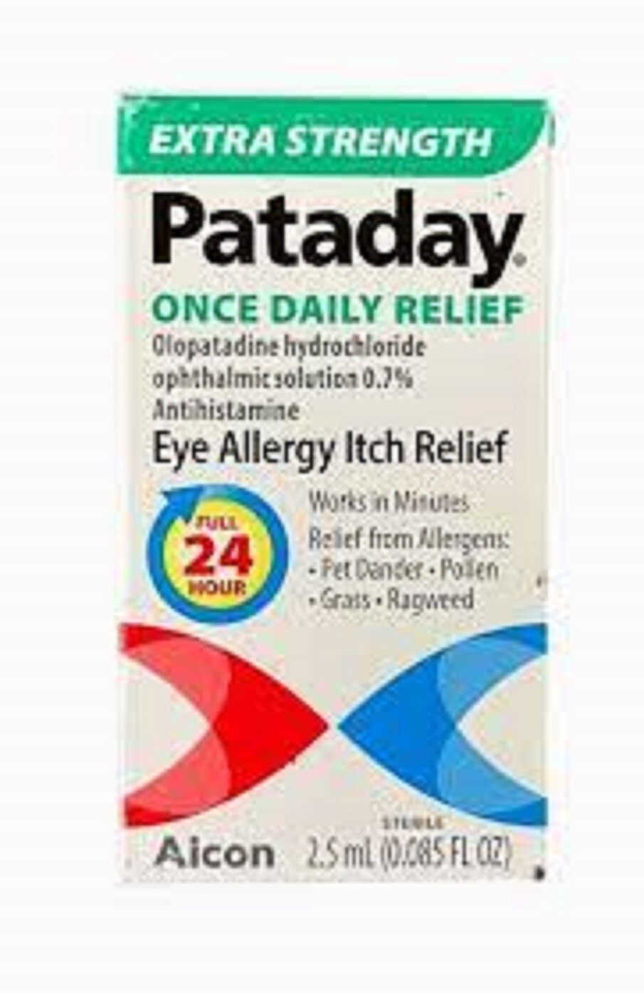 Pataday Extra Strength 24hr ALLERGY relief Two 2.5mL bottles EXP 6/26 ...