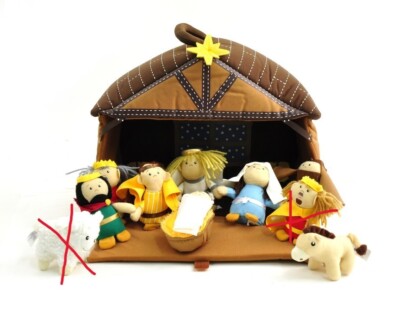 NEW Plush Nativity 9-Pc Jesus Mary Joseph Manger Play Toy Baby Children ...