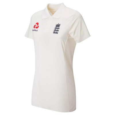 NEW BALANCE WOMEN'S ECB REPLICA ENGLAND CRICKET POLO SHIRT JERSEY WHITE ...
