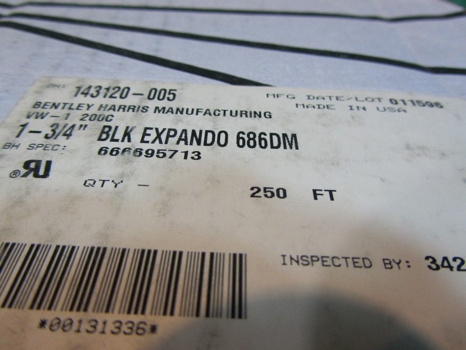 BENTLEY HARRIS EXPANDO 686DM 1-3/4" BLACK BRAIDED SLEEVING 250 FT. | eBay