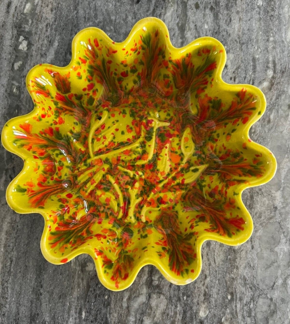 Vintage MCM Hand Painted Creek Turn Pottery Bird Flower Shape Dish 717 ...