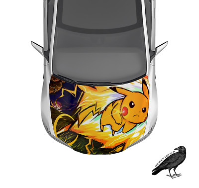 Pikachu Pokemon Anime Hood Wrap Weatherproof Vinyl Car Decal 50" X 65 ...