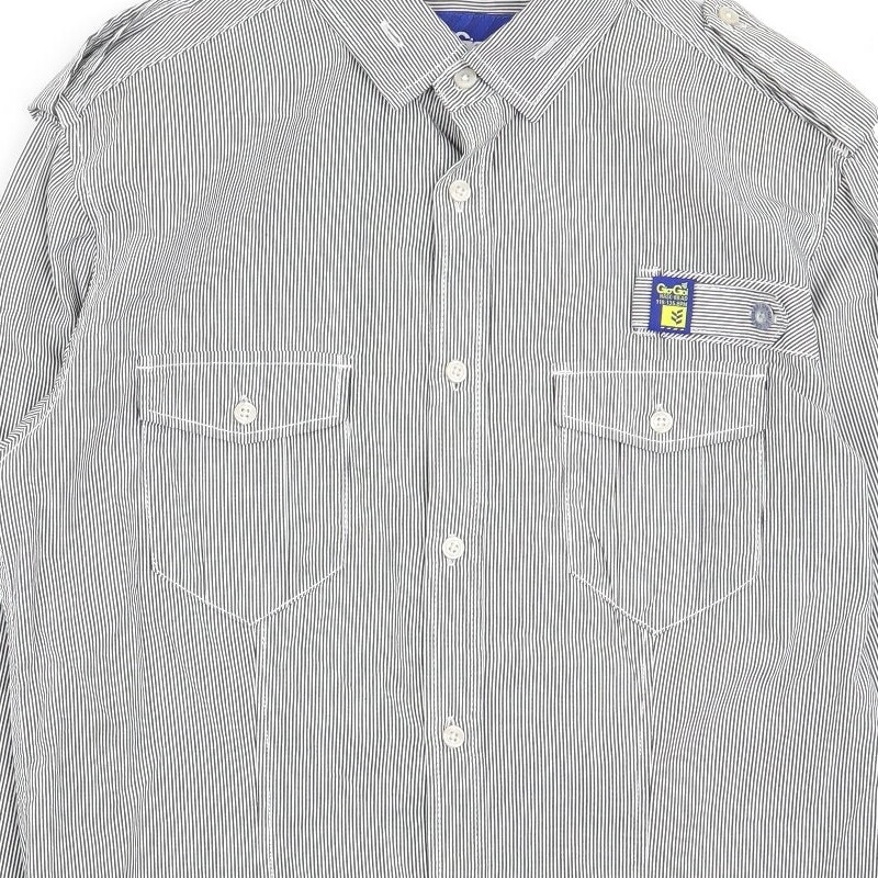 Gio-Goi Mens Grey Striped Cotton blend Size S Collared | eBay UK