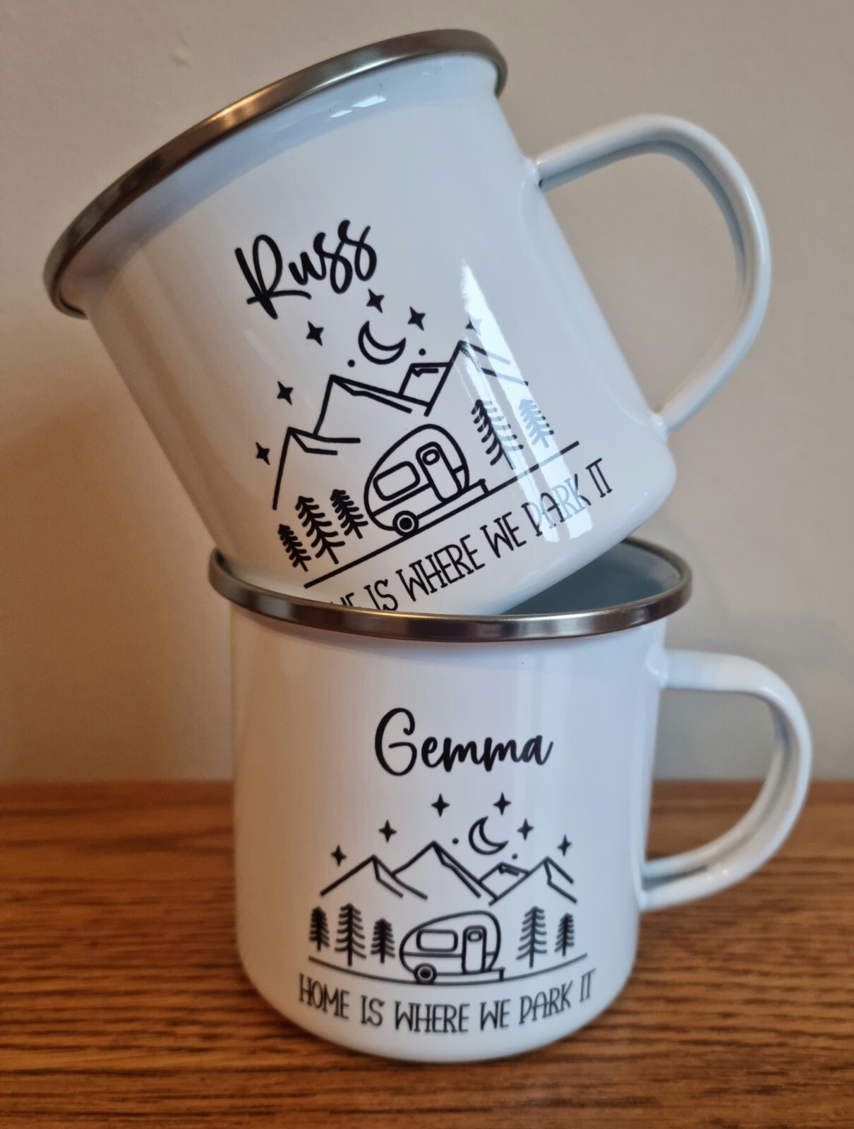 Personalised Caravan Line Art Enamel Camping Mug - Tin Camp Mugs | eBay UK