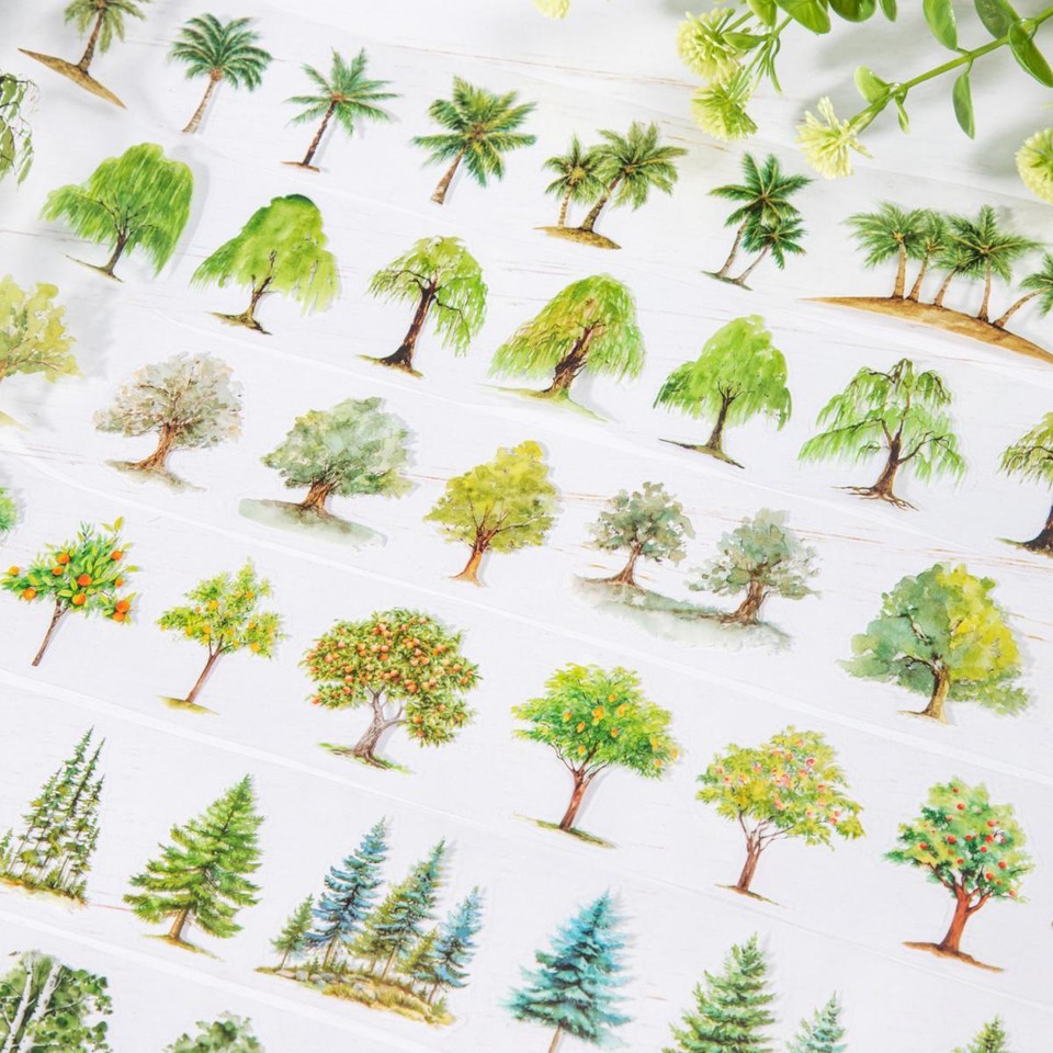 Nature Trees PET Adhesive Tape Scrapbooking Stickers Journal Planner ...