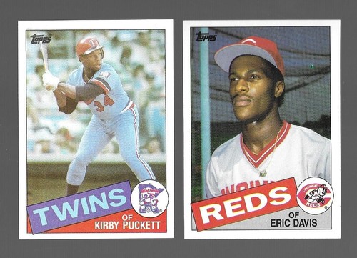 1985 TOPPS #536 KIRBY PUCKETT HOF + #627 ERIC DAVIS ROOKIE CARDS LOT ...