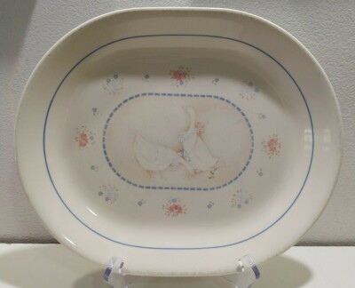 Vintage Corelle Country Promenade Geese Goose 12" Oval Tray Plate ...