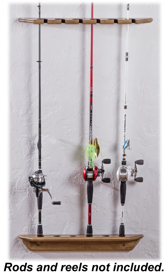 Ceiling Mount Fishing Rod Reel Rack Holder Garage Storage Solid Wood ...