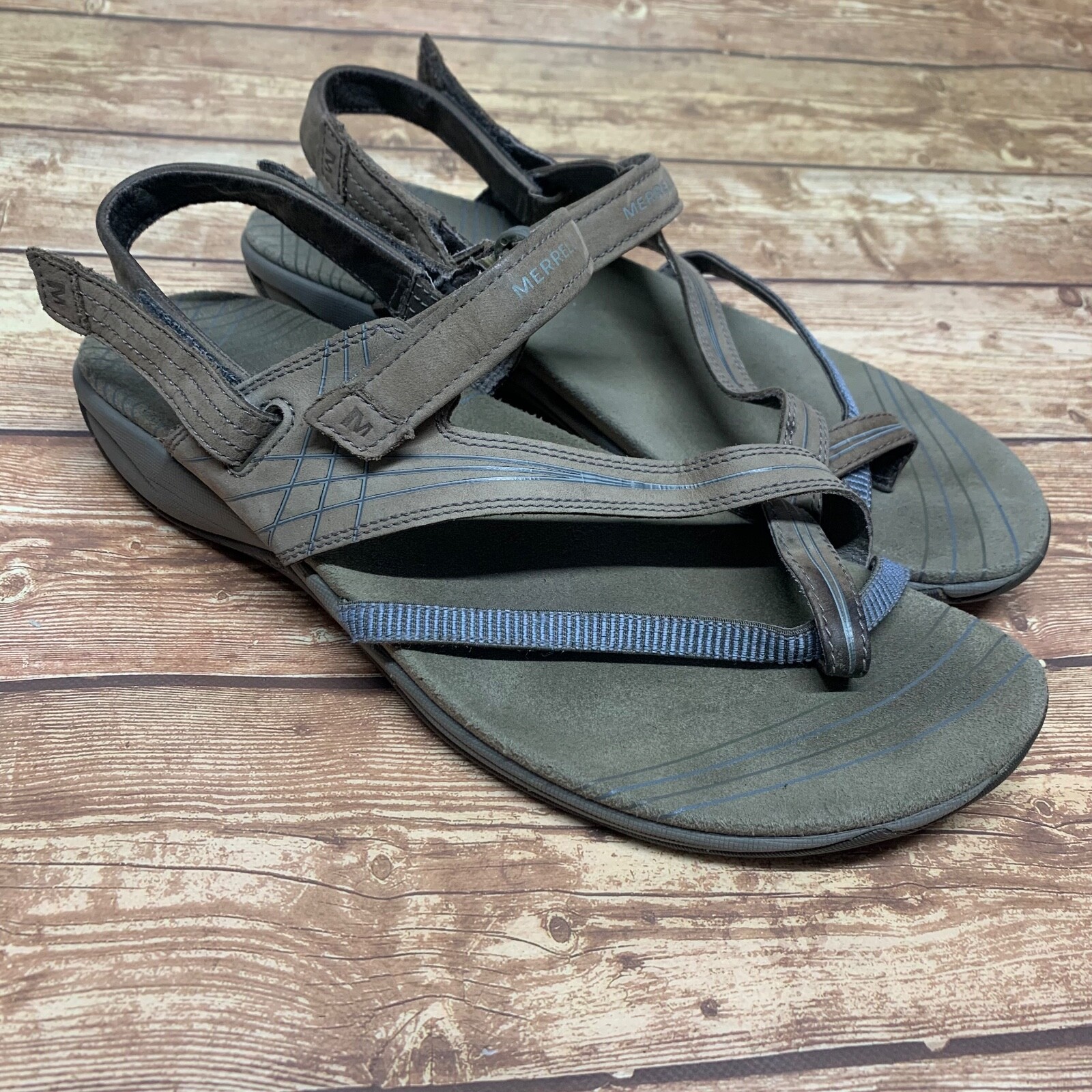 Merrell Womens Freesia Bungee J36670 Brown Strappy Sandals Toe Loop ...