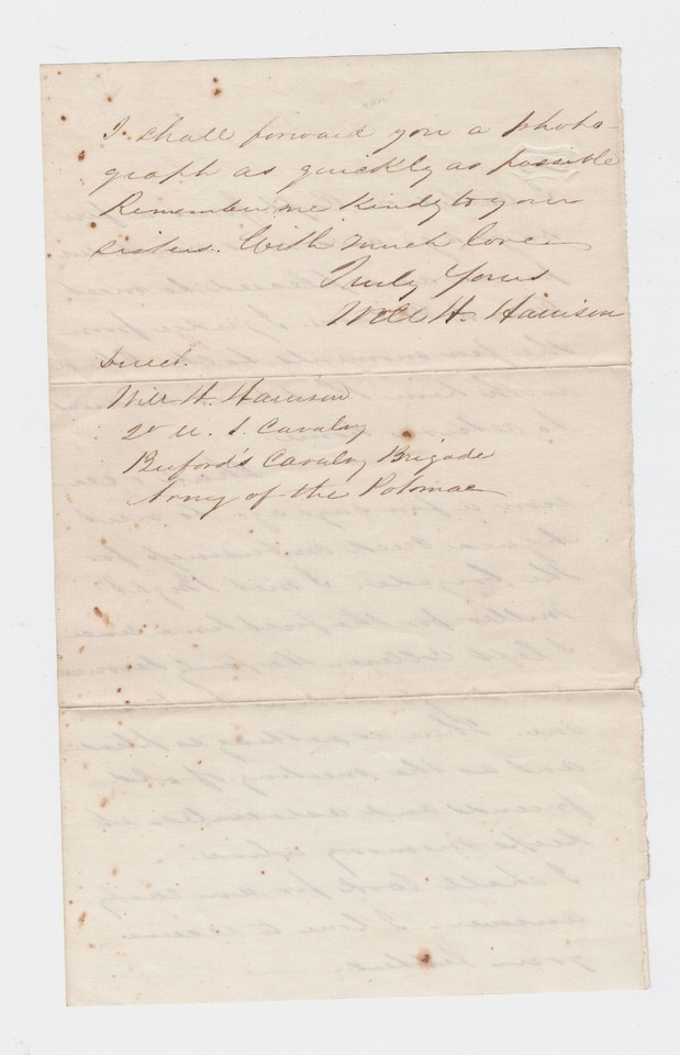 1860's Civil War Letter - Buford's Cavalry Brigade - Famous Gettysburg ...