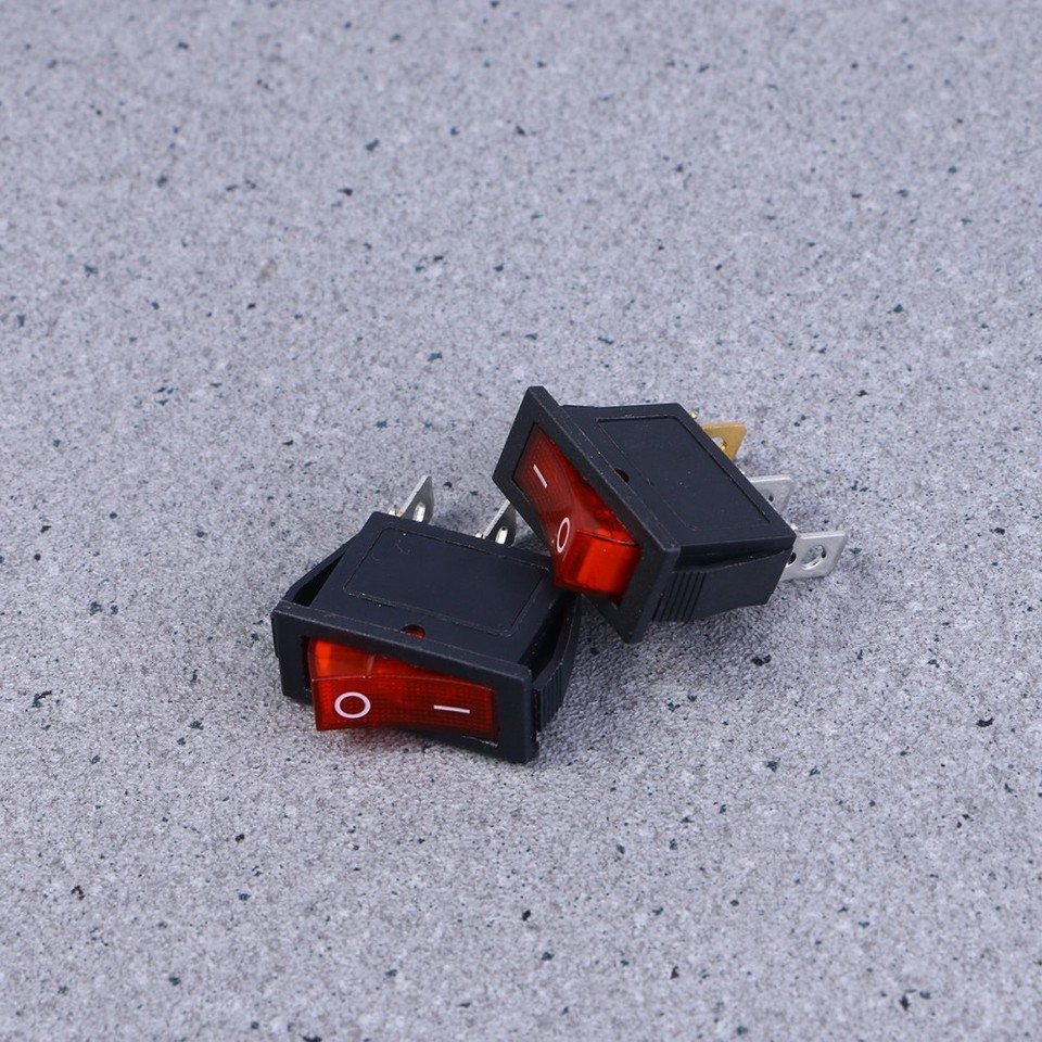 2 PCS 220V 6A 3 Car Rocker Red Light Push Buttons (Black) | eBay Australia