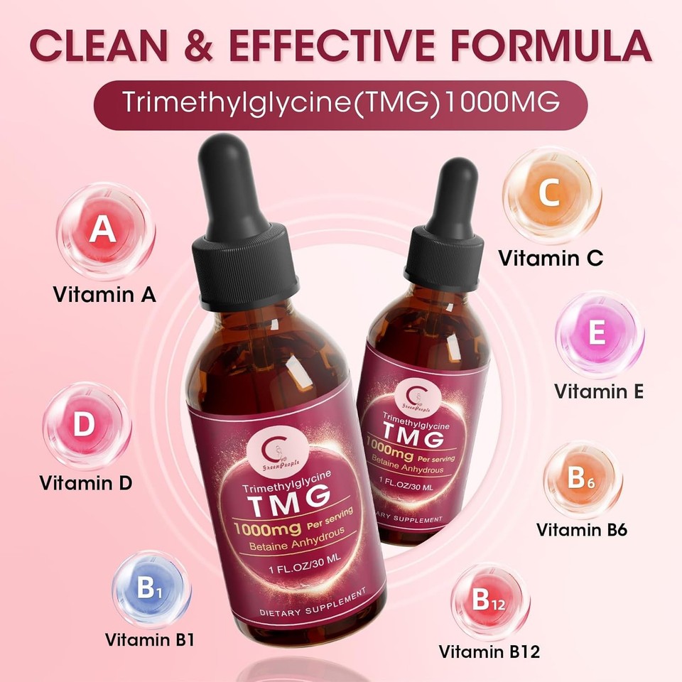 TMG Supplements Liquid Drops 1000mg - Trimethylglycine High Absorption ...