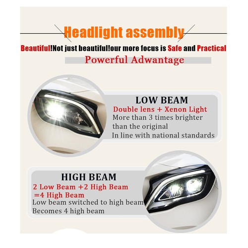 For Benz GLA Headlamps 2015-2019 HID Projector LED DRL Replace OEM ...