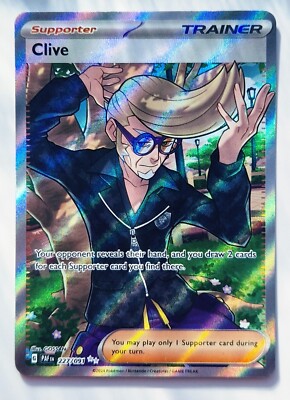 Clive 227/091 Full Art Holo Rare Paldean Fates Pokemon Card - Pack ...