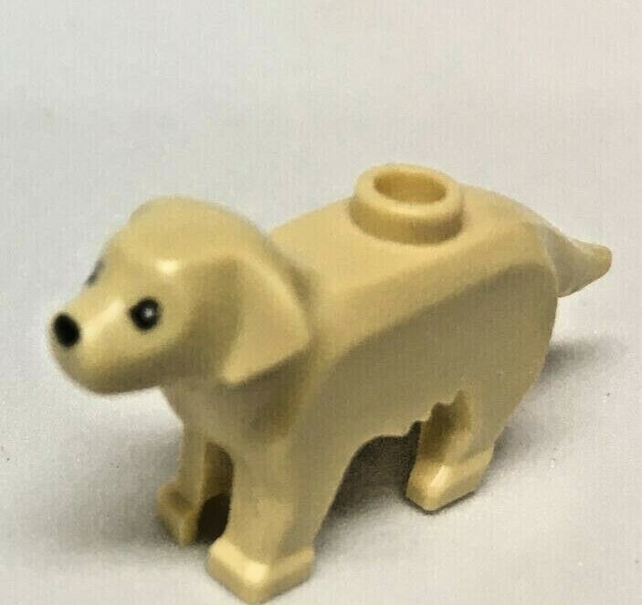 Lego Tan Labrador / Golden Retriever Dog w/ Black Eyes and Nose Pattern ...
