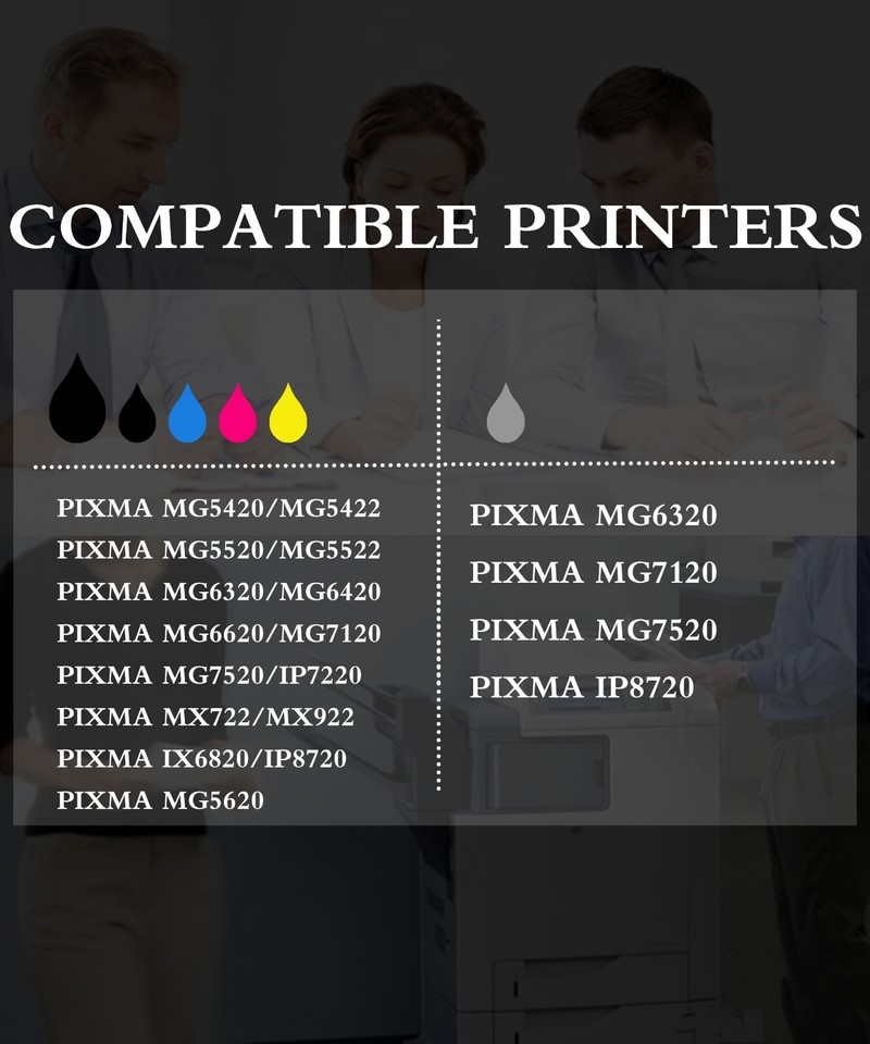 4-Pack CLI-251XL CLI-251 Gray Ink Cartridge used for PIXMA MG6320 ...