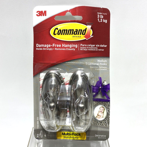 Command Medium Sized Traditional Decorative Hooks Nickel 638060072981| eBay