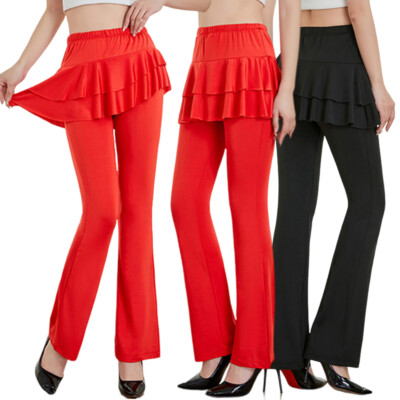 Latin Dance Pants Ruffled Dance Pants Dance Costume Adult Long Pants ...