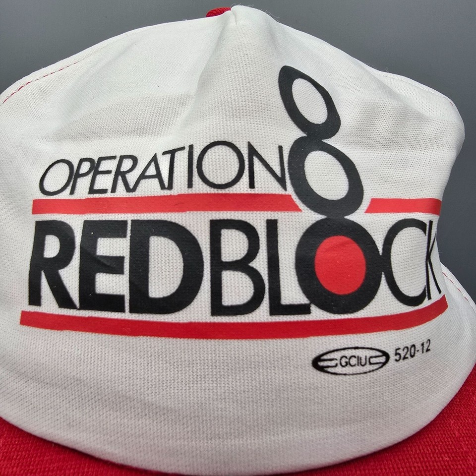Vintage Operation Redblock Red & White Mesh Railroad Union Trucker Hat | eBay