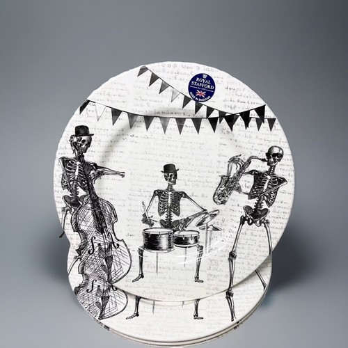 Royal Stafford Halloween Bones Band Skeleton 11” Dinner Plates Set of 4 ...