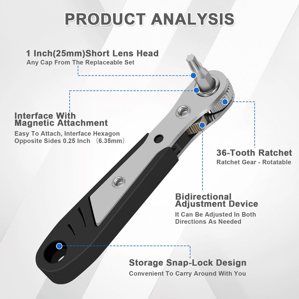 10-In-1 Angled Ratchet Screwdriver Set，90 Degree Right Angle, Angled ...