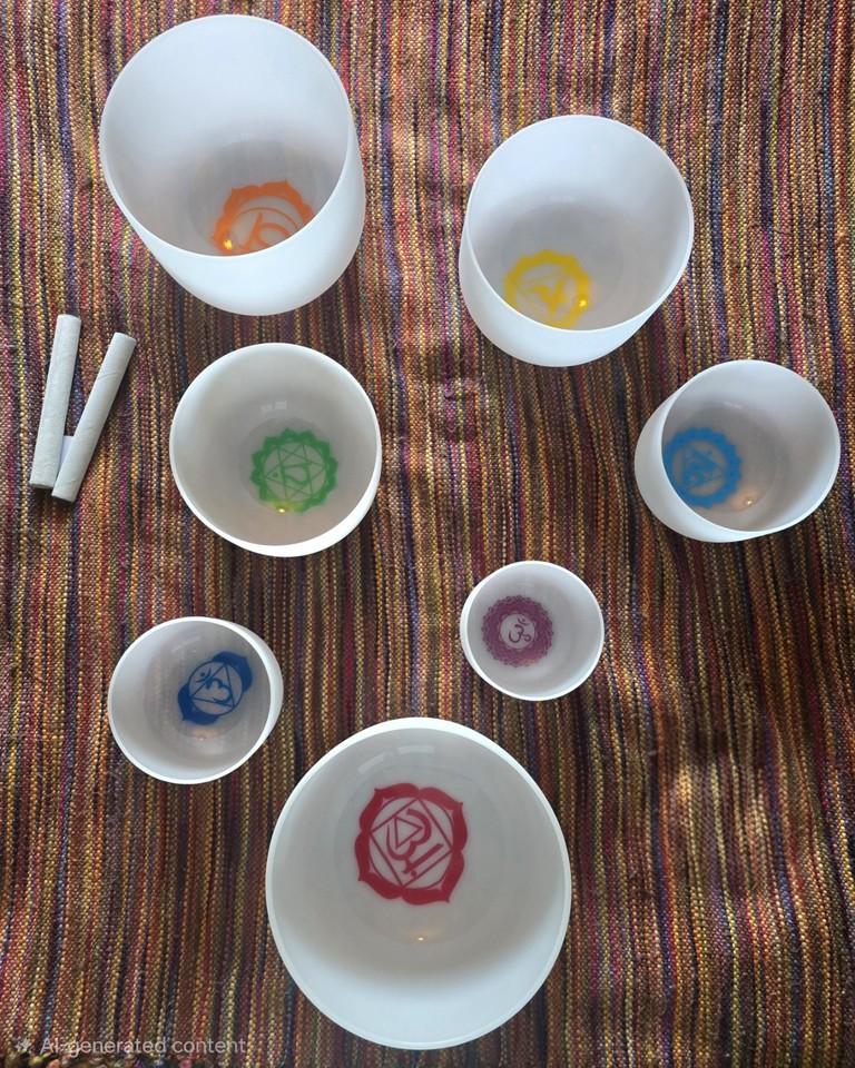 Full Set 7 CHAKRA Quartz Singing Bowls Sound Therapy Healing Yoga ...