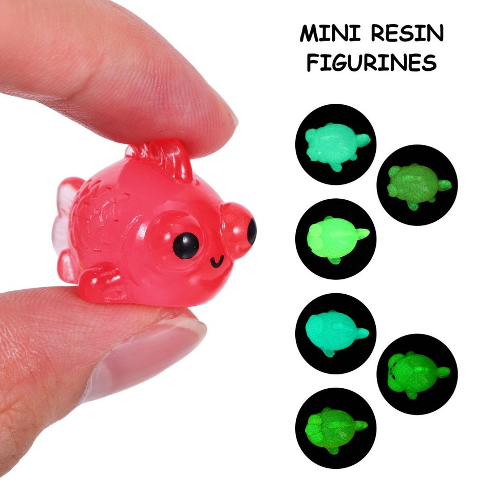 18 Pcs Fish Tank Accessories Ornaments Animal Figurines Resin Aquarium ...