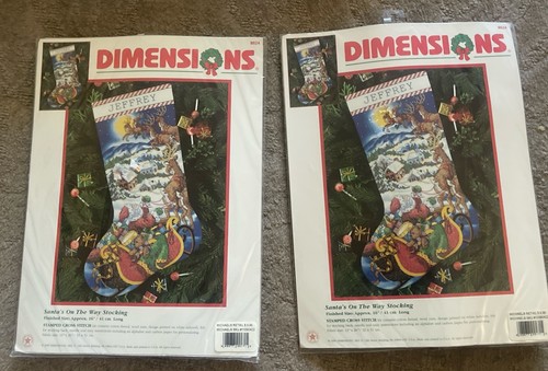 TWO Vintage Dimensions Cross Stitch Stocking Kit Made In 1999 | eBay