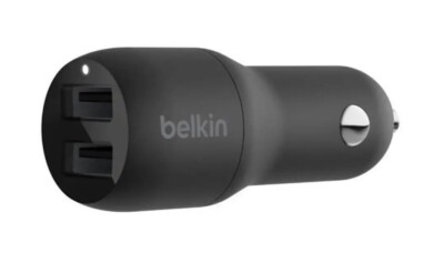 Belkin BOOST CHARGE Dual Charger Car adapter 24 Watt CCB001BTBK | eBay