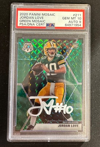 2020 PSA10 Jordan Love Green Mosaic IN PERSON AUTO RC Color Match #211 ...