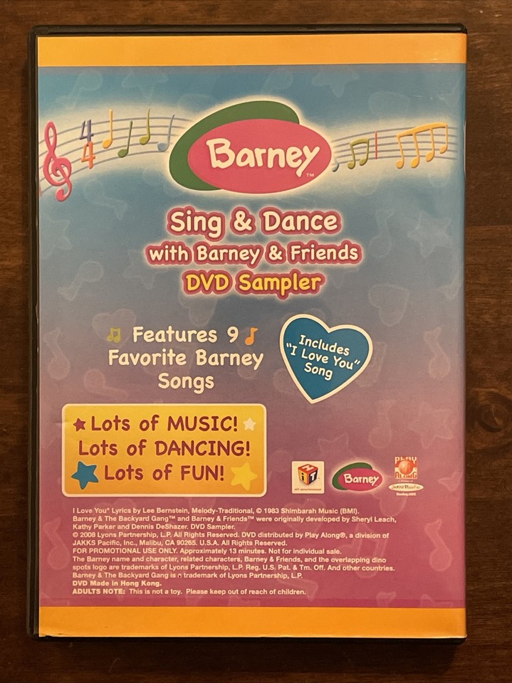 Barney DVD Sampler Sing & Sance With Barney And Friends 2008 Rare 13 ...