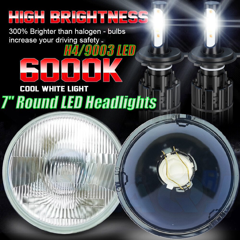 4pcs 7"Round Led Headlight H4-H13 Hi/Lo Bulb for Chevy C10 C20 C30 G10 ...