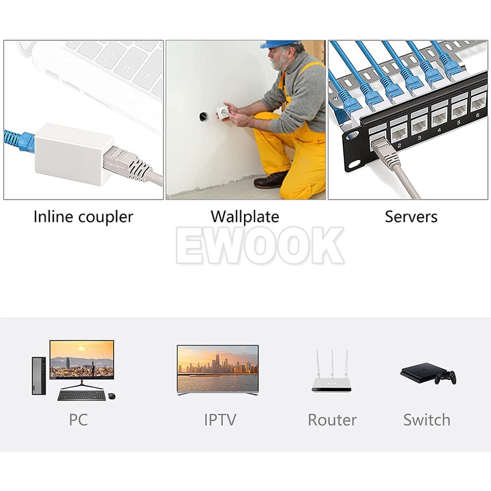 15xRJ45 Coupler Cat6 Cat5e Ethernet Cable Extender Joiner LAN Adapter ...