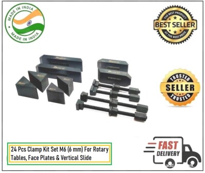 24 Pcs Clamp Kit Set M6 (6 mm) For Rotary Tables, Face Plates ...