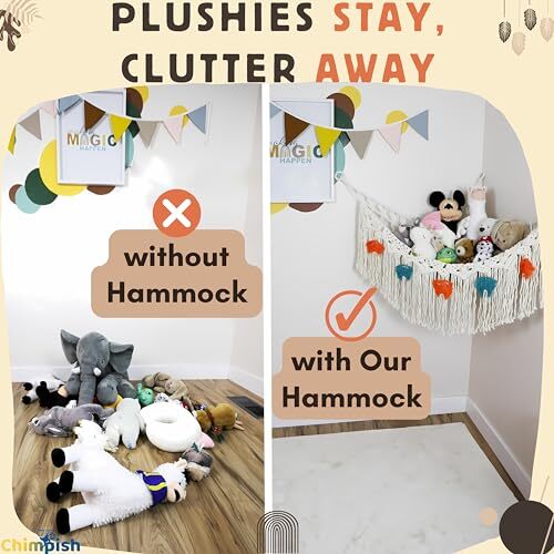 Hanging Net for Stuffed Animals - Stuffy Hammock, Toy Hammock for ...