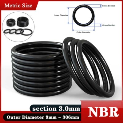 Metric Nitrile Rubber O-Rings 3mm Cross Section 3mm-300mm ID - Oring O ...