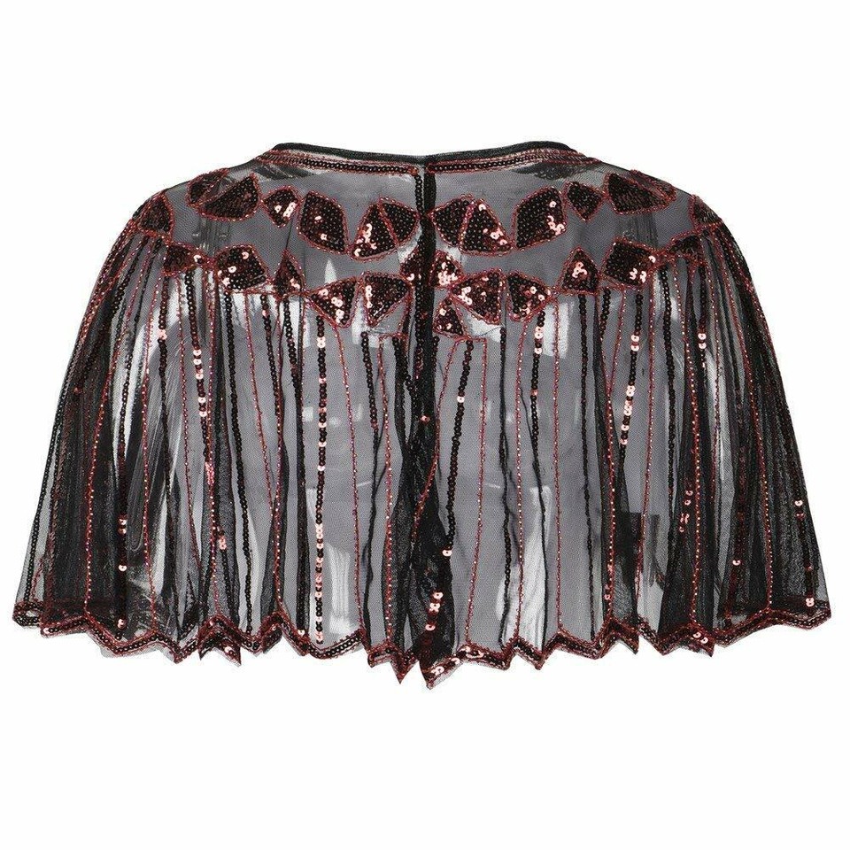 Vintage 1920S Flapper Cover Up Sequins Shawl Wrap Women Evening Cape ...