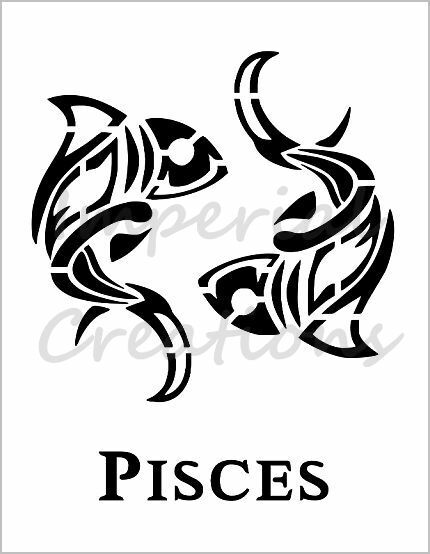 PISCES Zodiac Sign Astrology Horoscope Fish 8.5 x 11 Stencil Sheet NEW ...