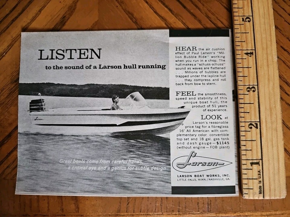 1965 Larson Boat Works 16' All American Vintage Print Ad | eBay