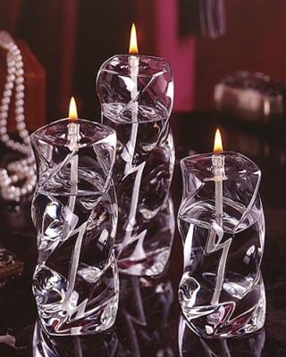 FIRELIGHT GLASS OIL CANDLES - SWIRL PILLAR TRIO - 4,5 & 6" TALL. | eBay ...