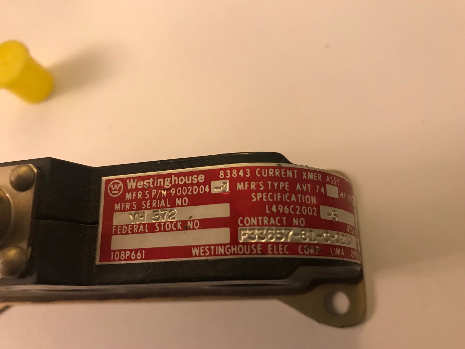 Aircraft Aviation Current Transformer Westinghouse 9002D04-1 | eBay