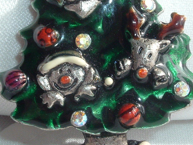 VINTAGE AJMC CHRISTMAS TREE BROOCH SANTA ELF REINDEER ENAMEL BROOCH ...