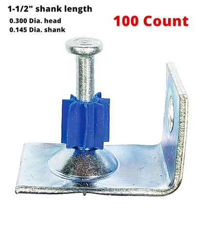 100 1-1/2" Angle Clip Pins,Ceiling Clip,Power Fastening Drive Pins w ...