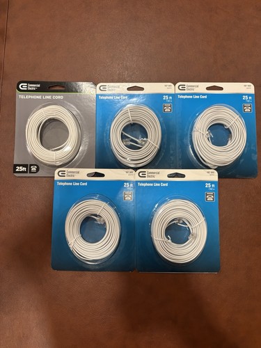 Telephone Extension Cord 25 Feet Long Phone Cable Line Wire - White ...