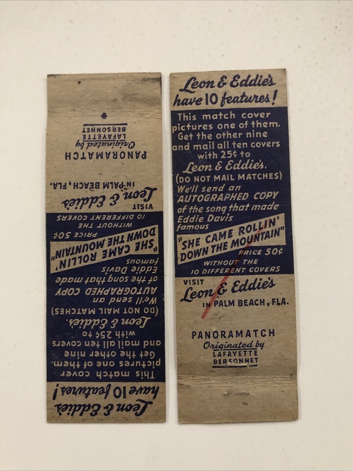 LOT OF 10 VINTAGE WORLD FAMOUS LEON & EDDIE’S NEW YORK MATCHBOOK COVERS ...