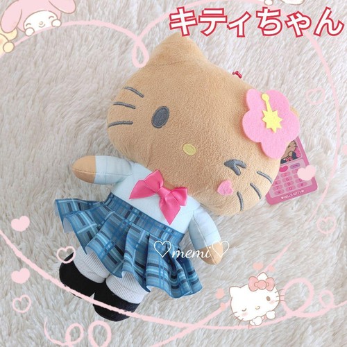 Sun-Tanned Gyaru Hello Kitty Plush Keychain Gal School Uniform Japan ...